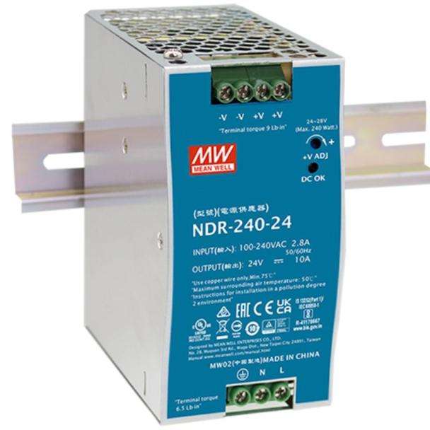 MEAN WELL NDR-240-24 DIN Rail 240W 24V 10A General Power Supply | Power ...