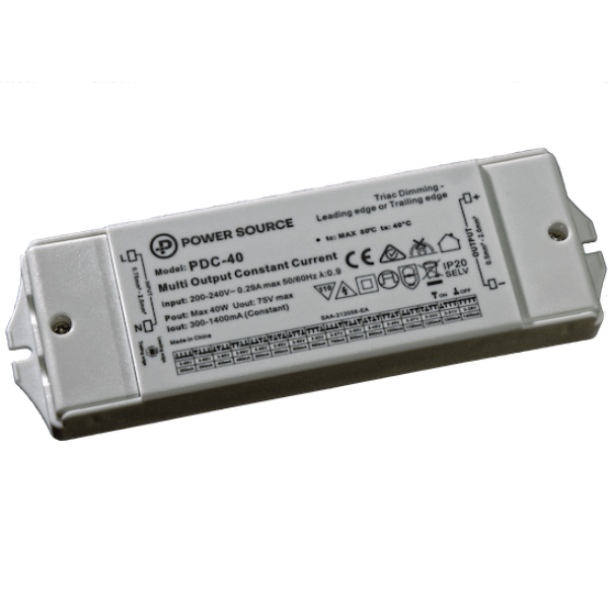 POWER SOURCE PDC-40 LED Driver Selectable CC 40W 300~1400mA 6~65V AC ...