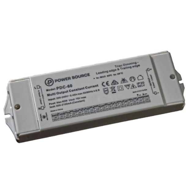 POWER SOURCE PDC-60 LED Driver Selectable CC 60W 600~2100mA 3~65V AC ...